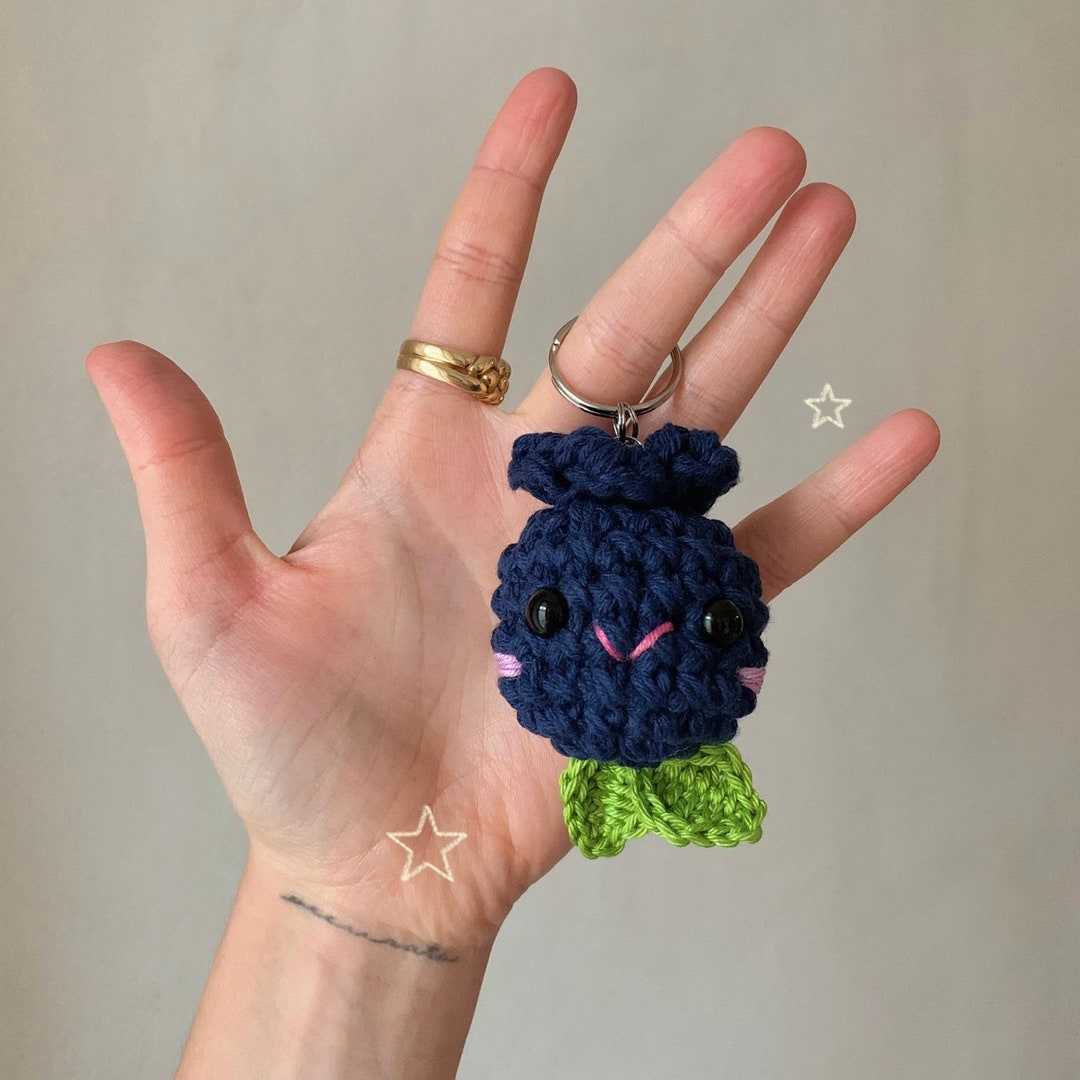 Blueberry Crochet Keychain, Aesthetic Keychain, Kawaii Bag Charm, Cute ...