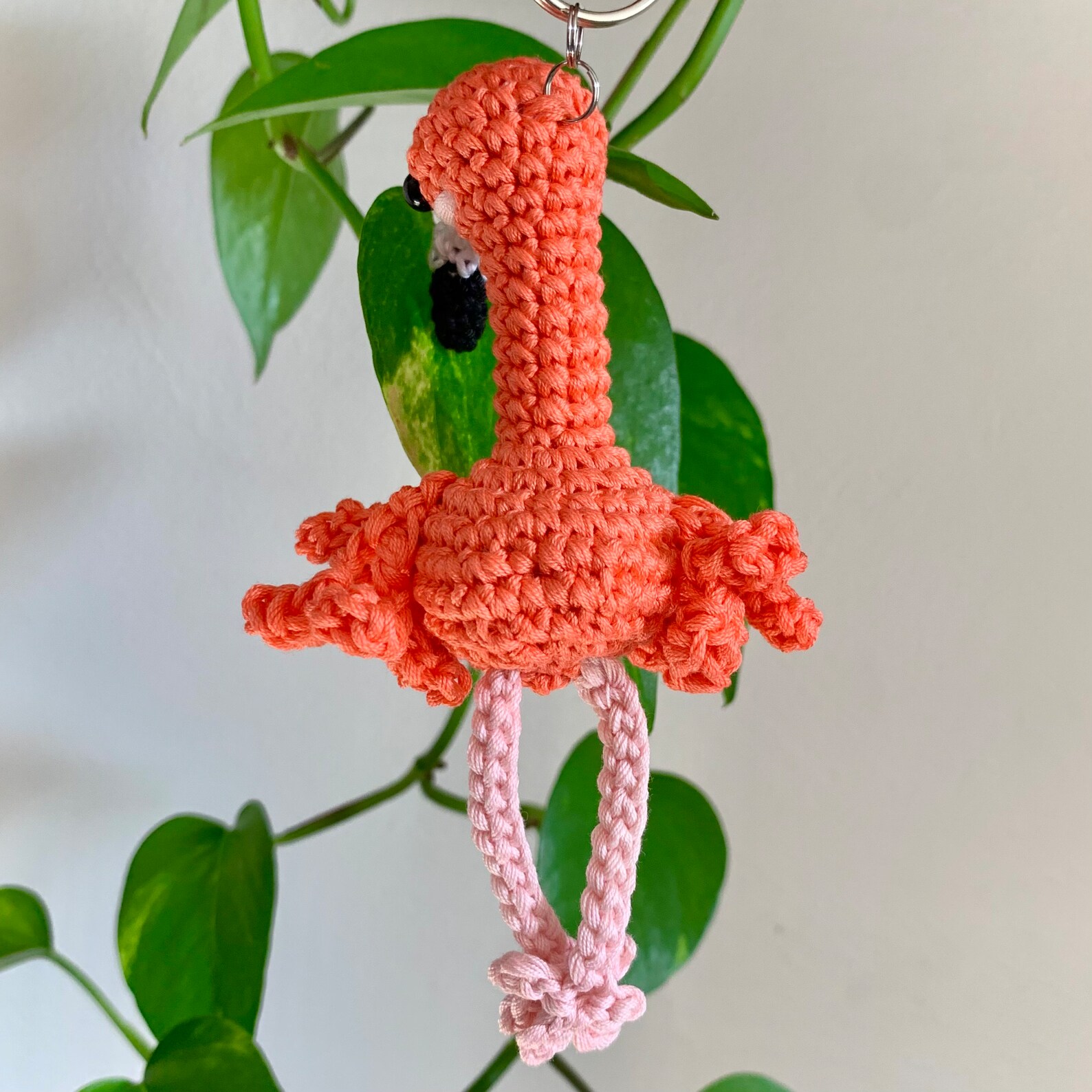Flamingo Crochet Keychain, Aesthetic Keychain, Kawaii Bag Charm, Cute ...