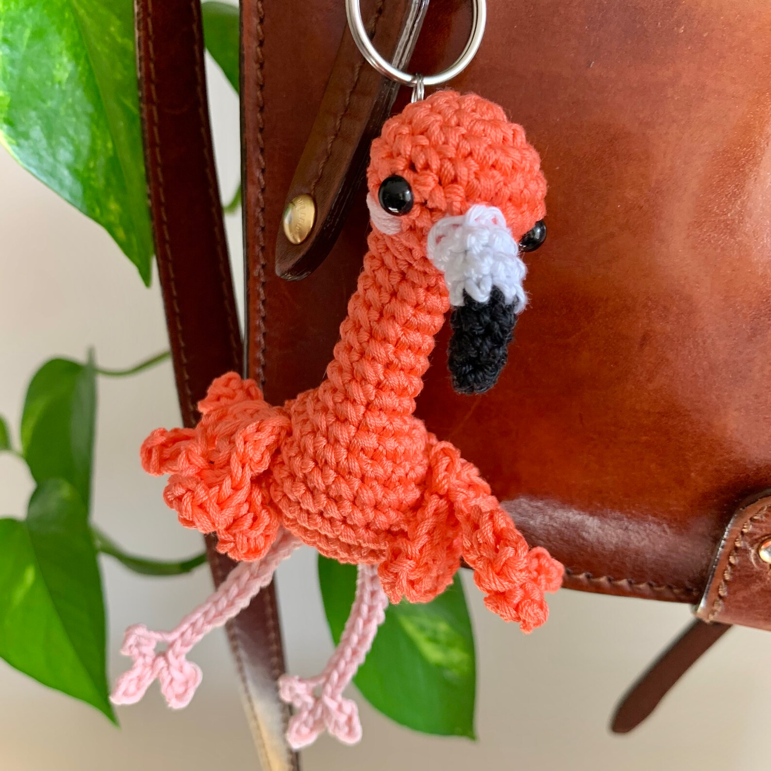 Flamingo Crochet Keychain, Aesthetic Keychain, Kawaii Bag Charm, Cute ...