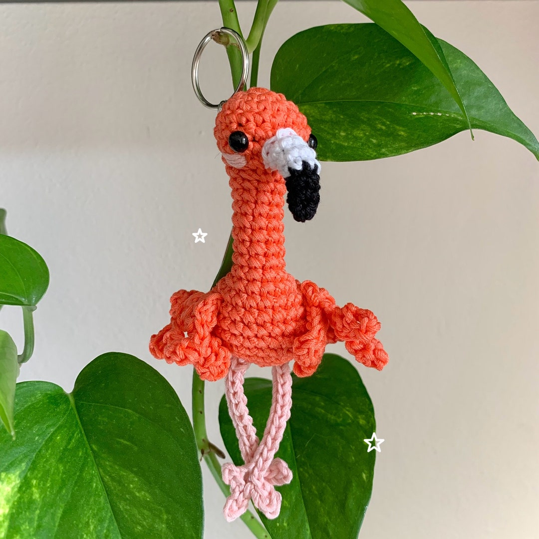 Flamingo Crochet Keychain, Aesthetic Keychain, Kawaii Bag Charm, Cute ...