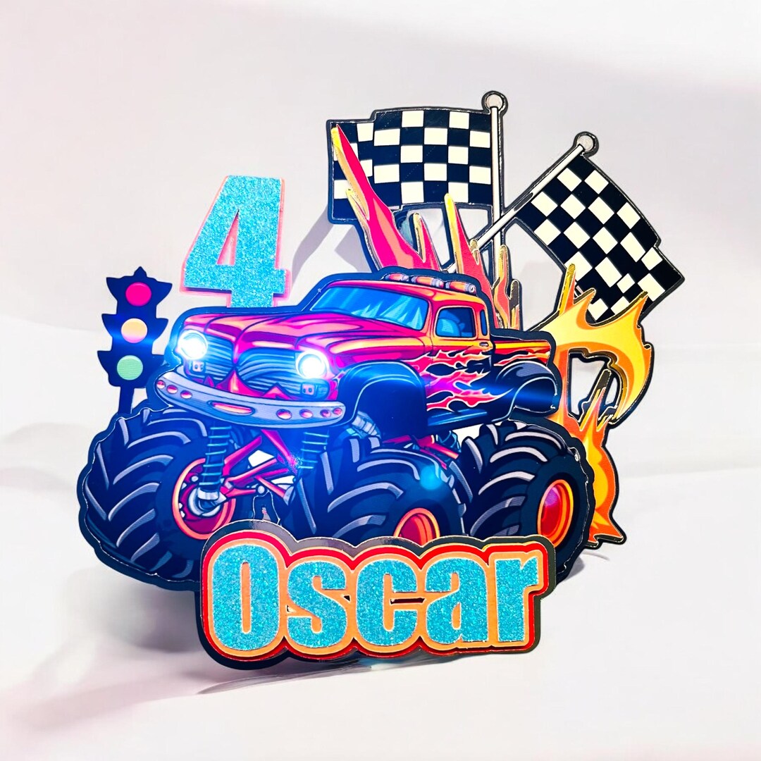 Light up Cake Topper | Car Cake Topper | LED Cake Topper | Monster ...