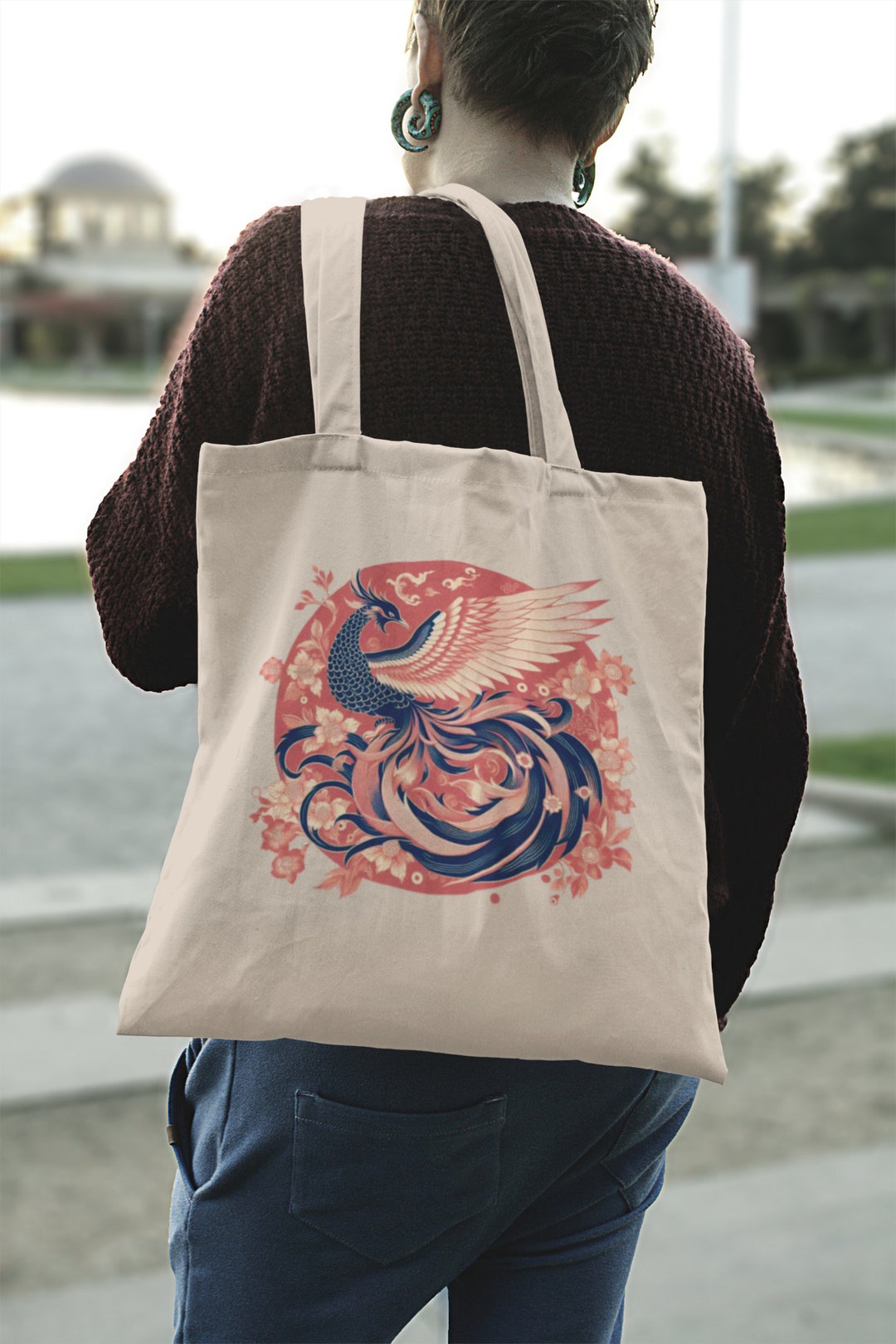 Phoenix Print Tote Bag, Firebird Design Tote, Mythical Bird Tote Bag ...