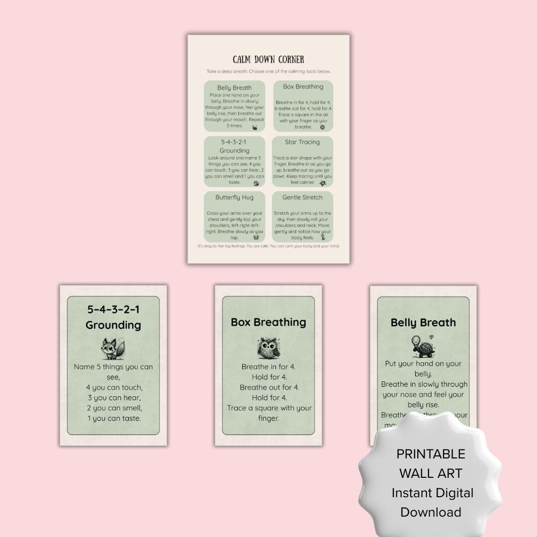 Calm Down Corner Poster | Kids Emotional Regulation, Sage Green ...