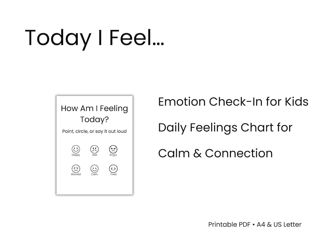 Kids Emotion Check-in Chart – Daily Feelings, Calm Down Routine (PDF ...