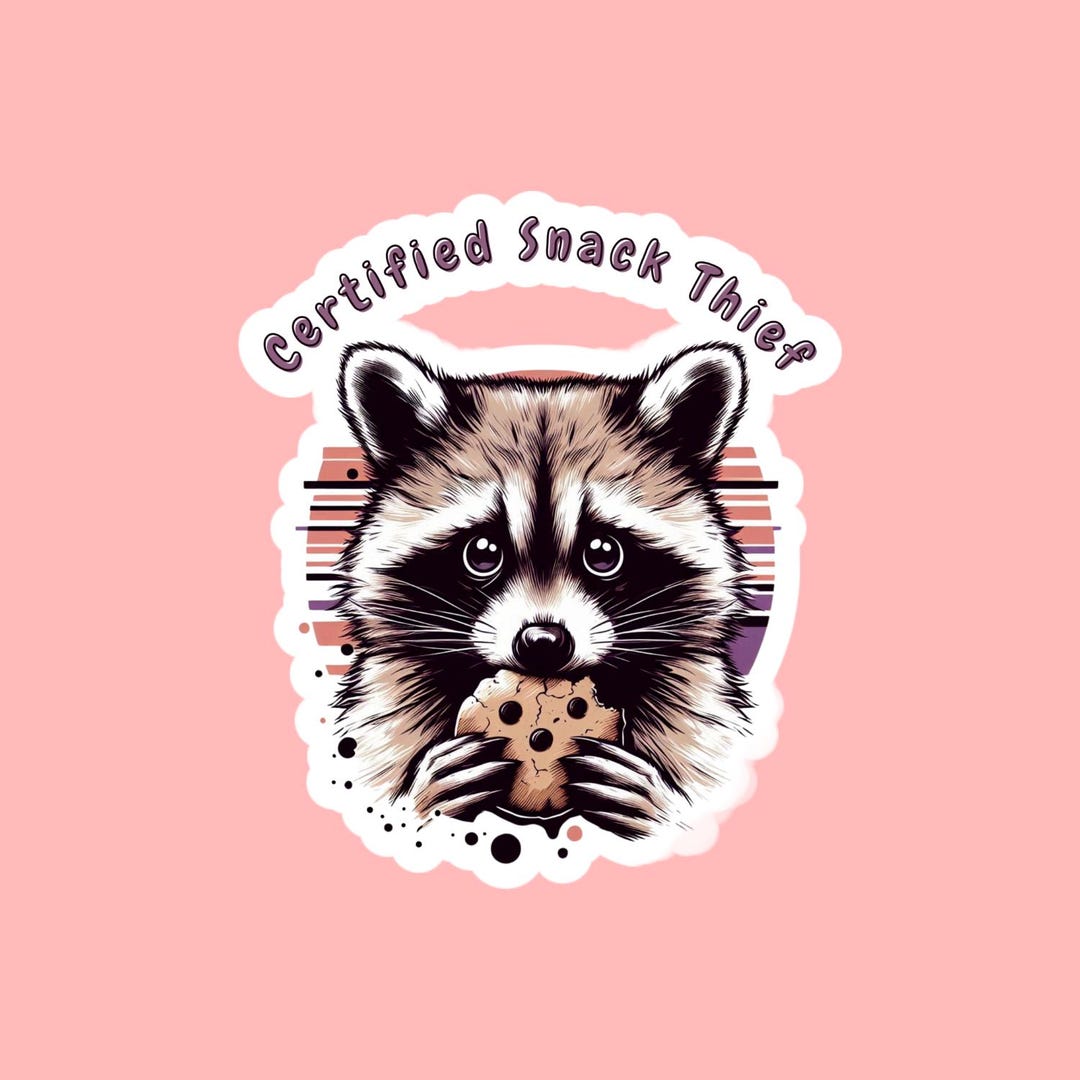 Certified Snack Thief Vinyl Decals, Cute Raccoon Stickers for Kids ...