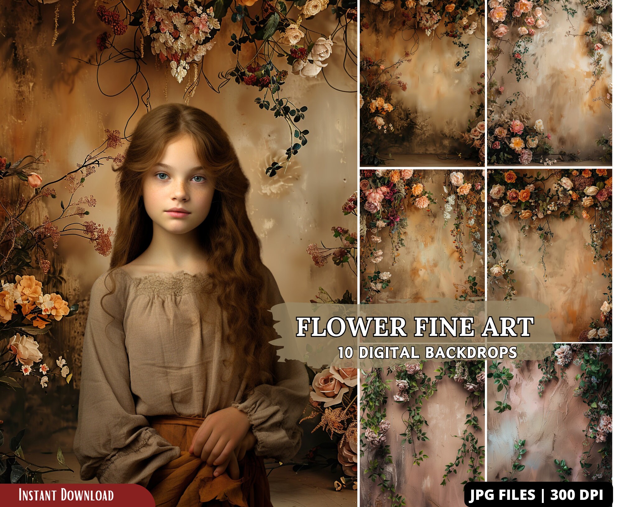 Flower Digital Backdrop Overlay Maternity Backdrop Digital Floral ...