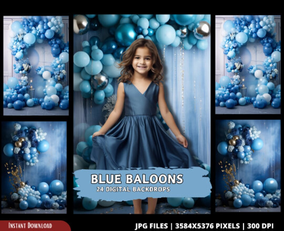 Blue Baloon Backdrop Overlays Digital Baloon Overlays, Maternity ...