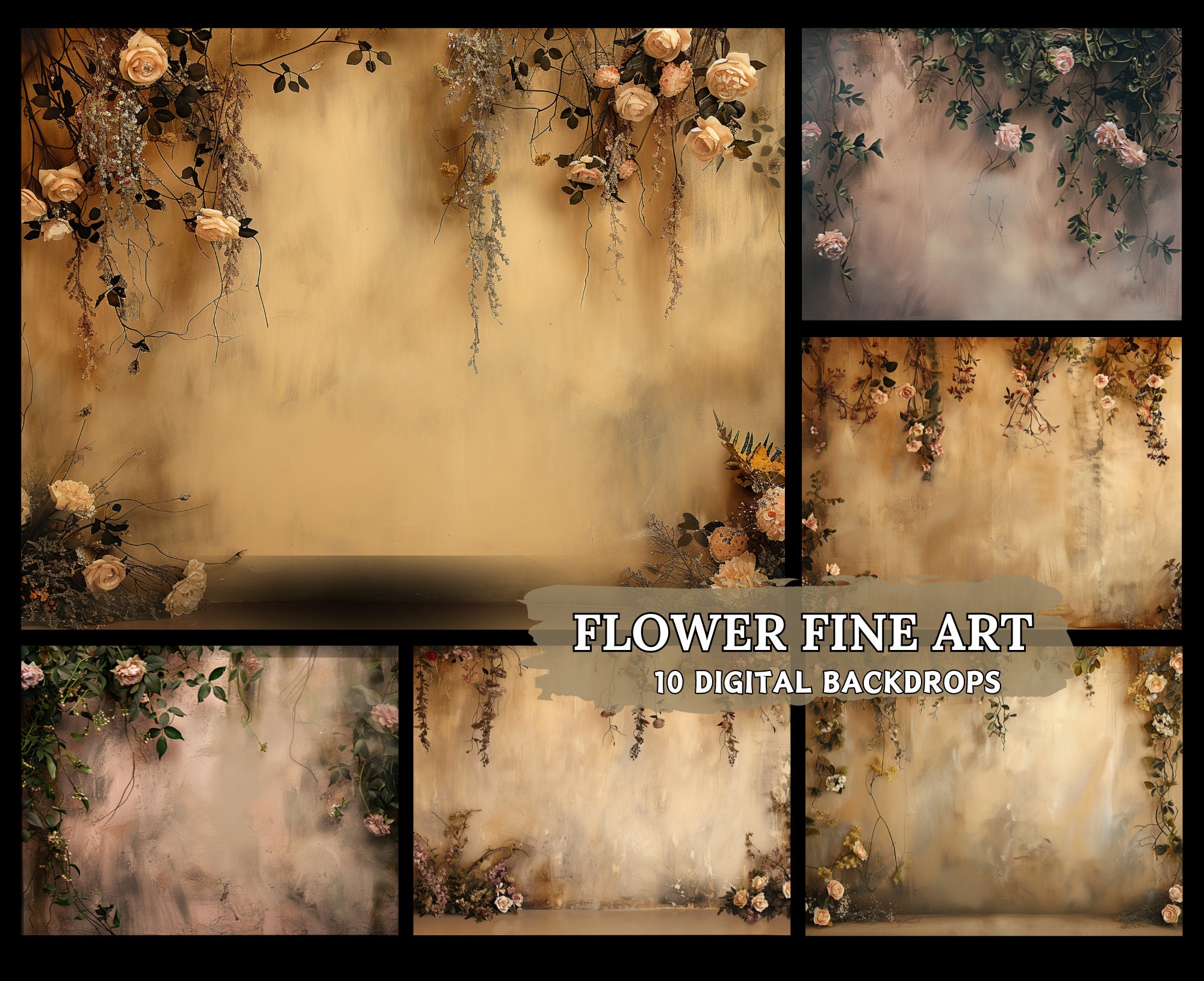 Flower Digital Backdrop Overlay Maternity Backdrop Digital Floral ...