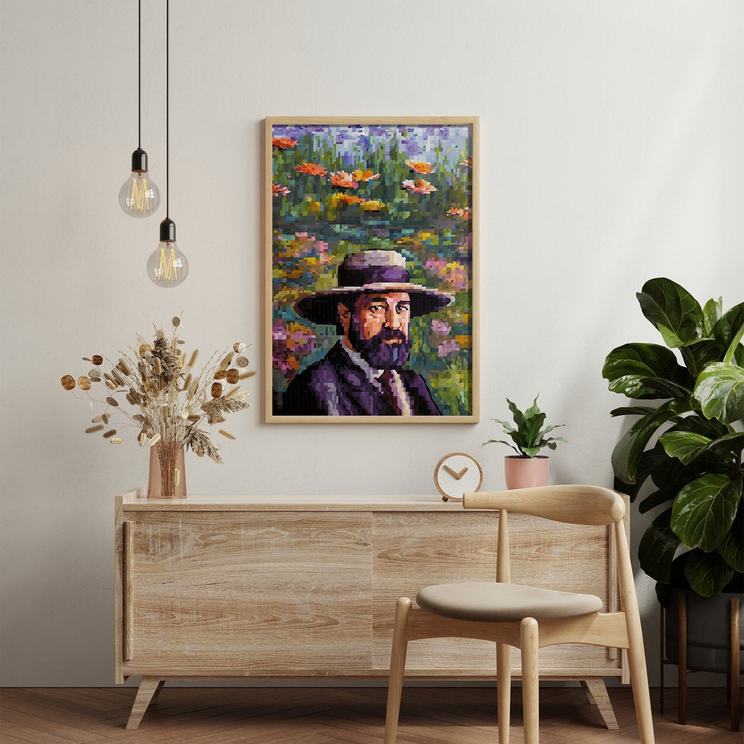 Claude Monet Pixel Art, Water Lilies, Monet Wall Art, Flower Print ...