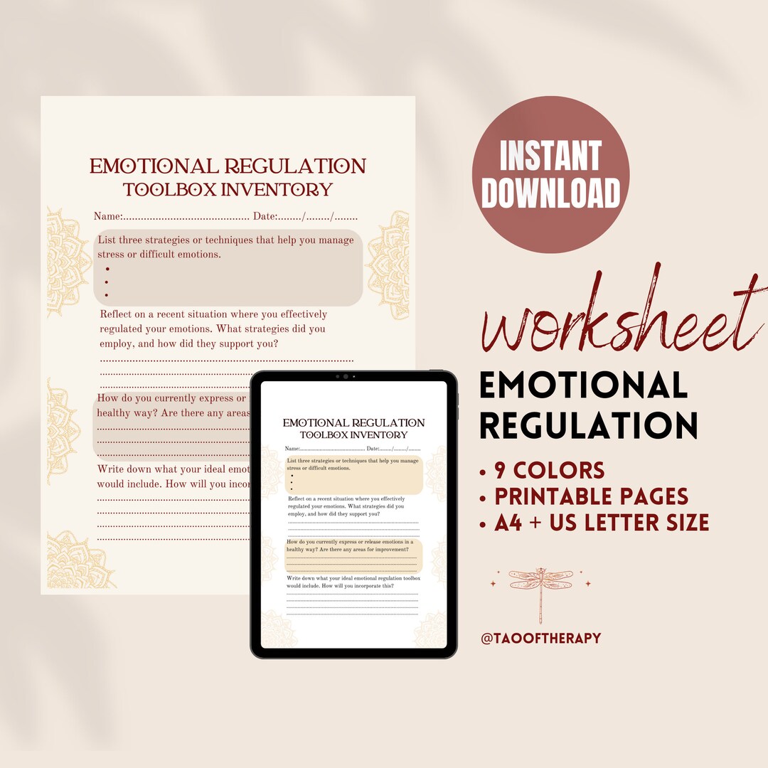 Emotional Regulation Inventory Therapy Worksheet Mental Health ...