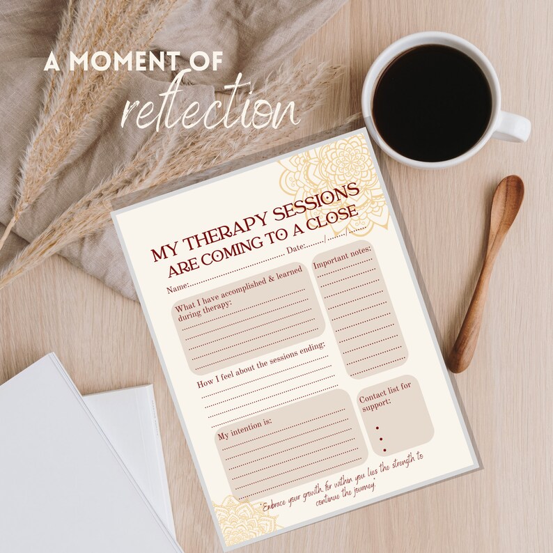 Mid Therapy Session Reflection Worksheet Template Mental Health ...