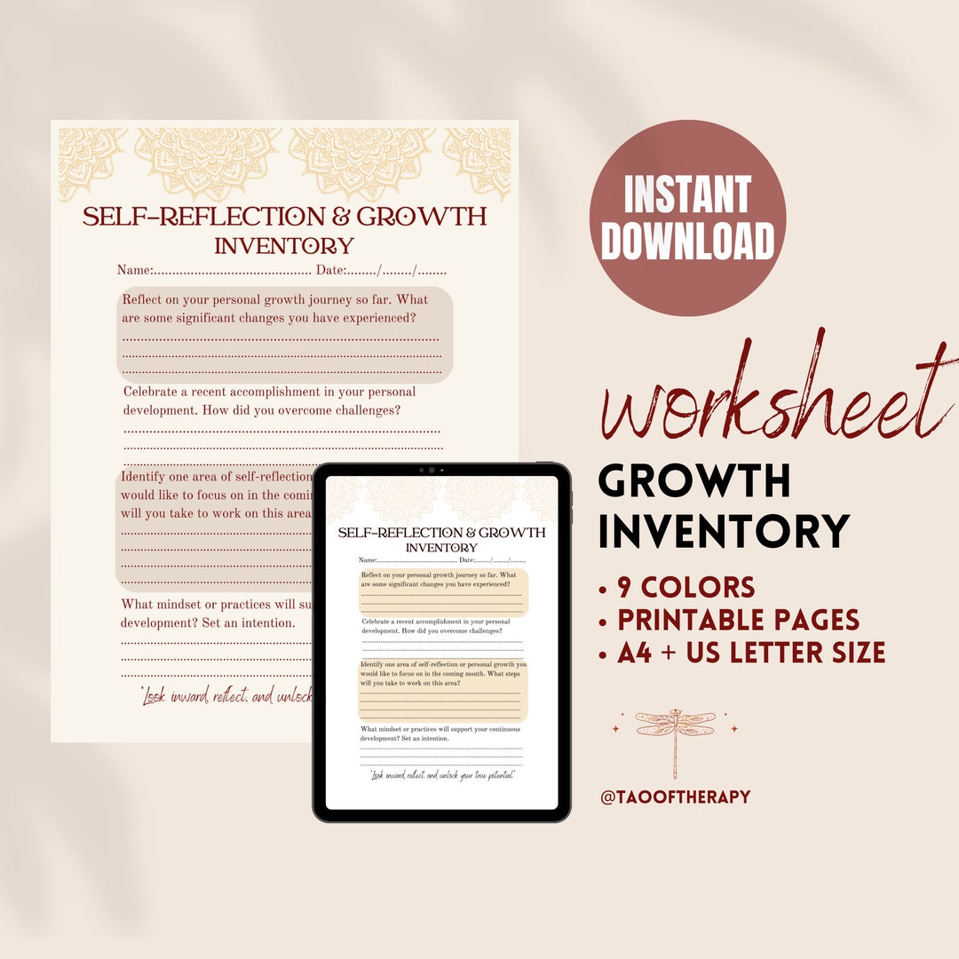 Growth Inventory Therapy Worksheet Mental Health Printable Psychology ...