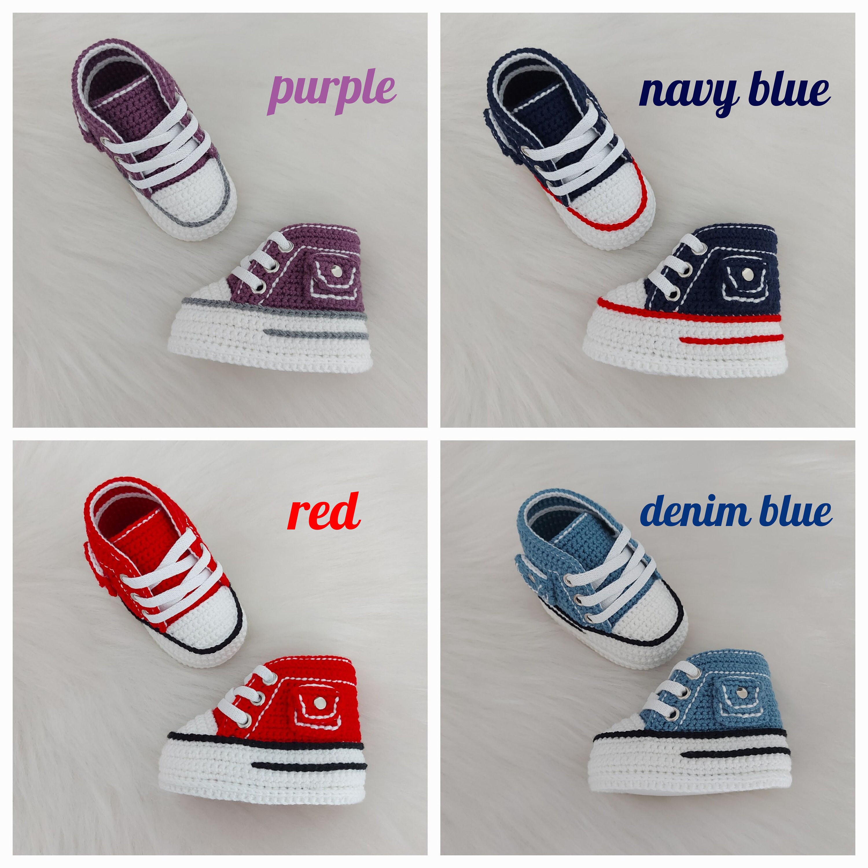 Crocheted Colorful Converse Booties for Newborns and Toddlers, Converse ...