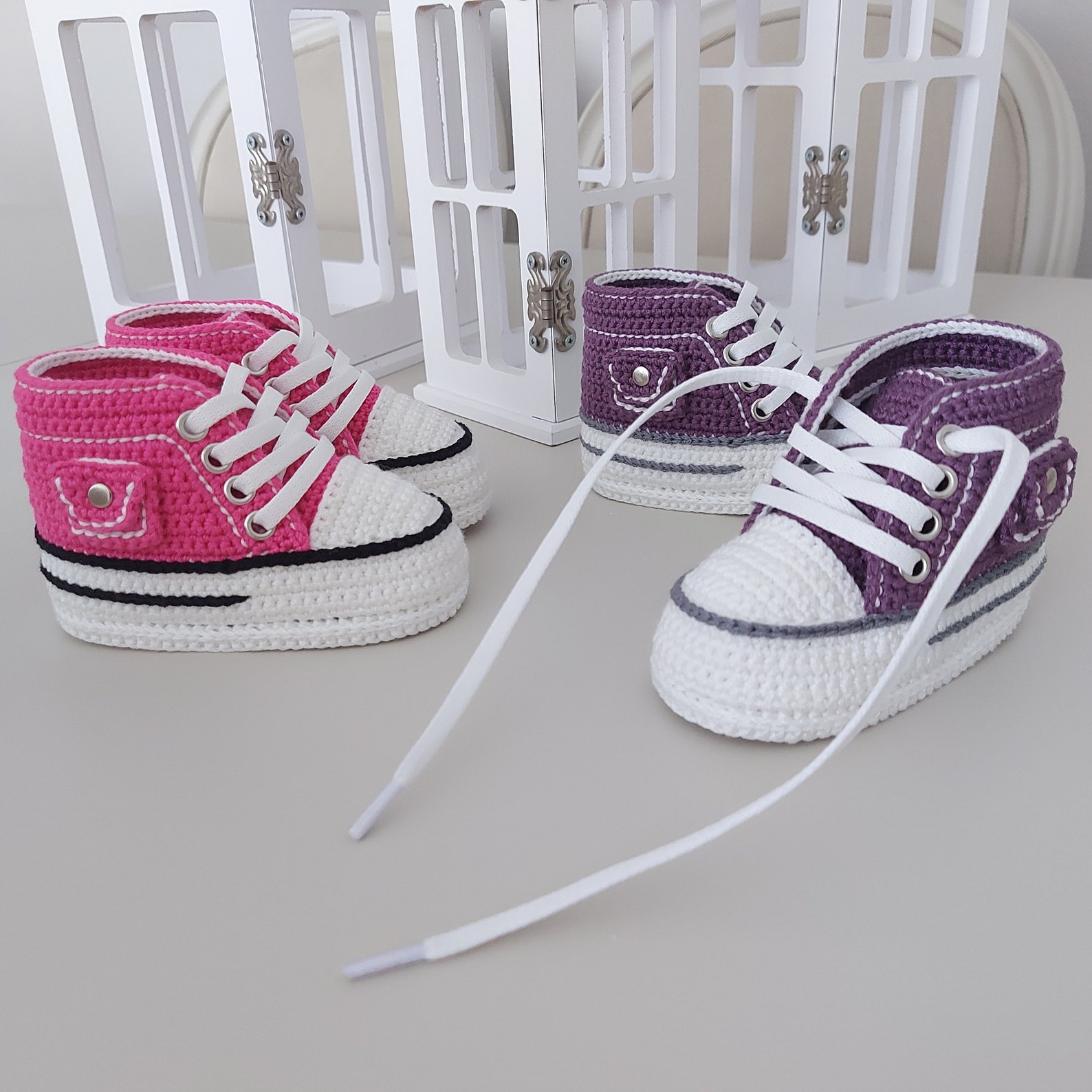 Crocheted Colorful Converse Booties for Newborns and Toddlers, Converse ...
