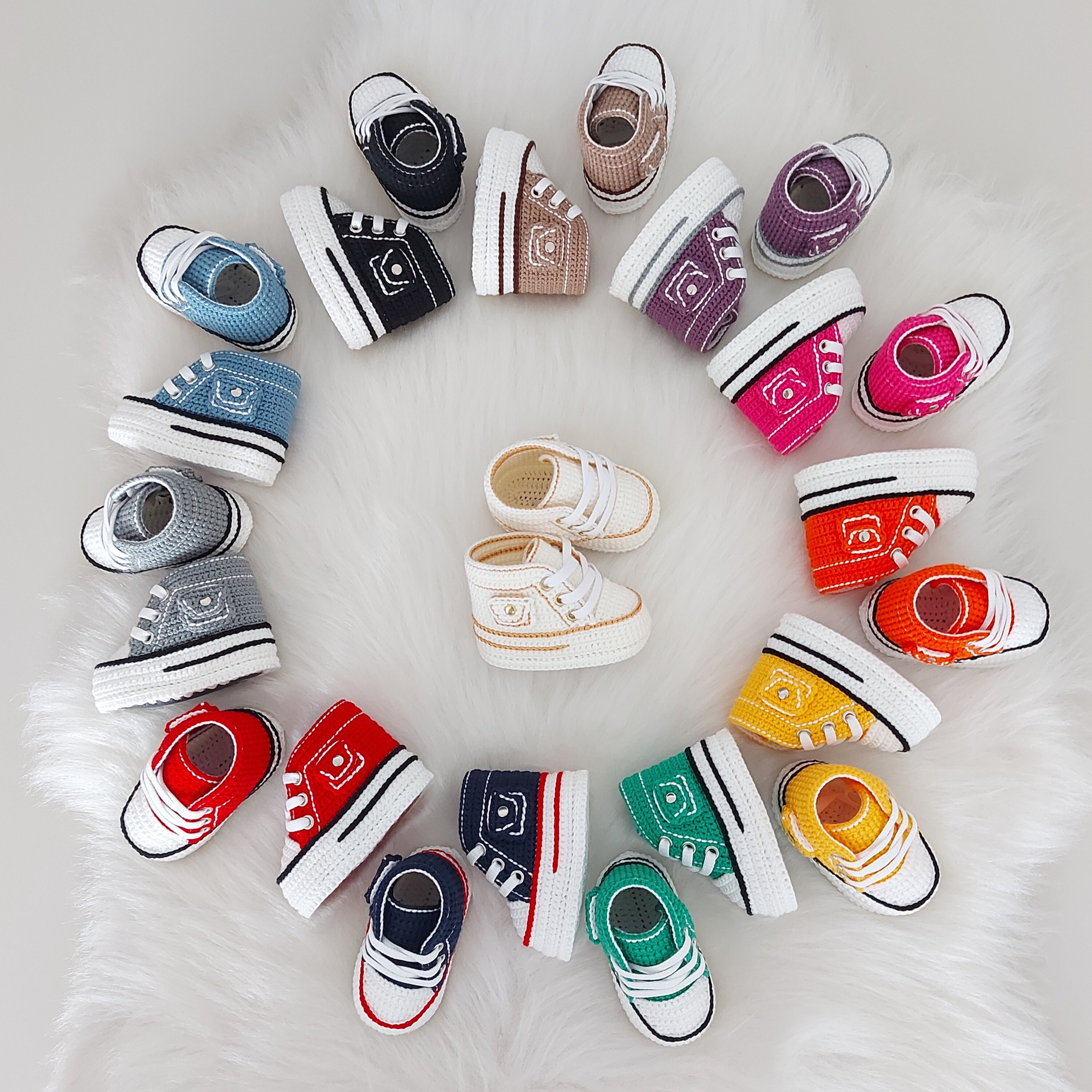 Crocheted Colorful Converse Booties for Newborns and Toddlers, Converse ...