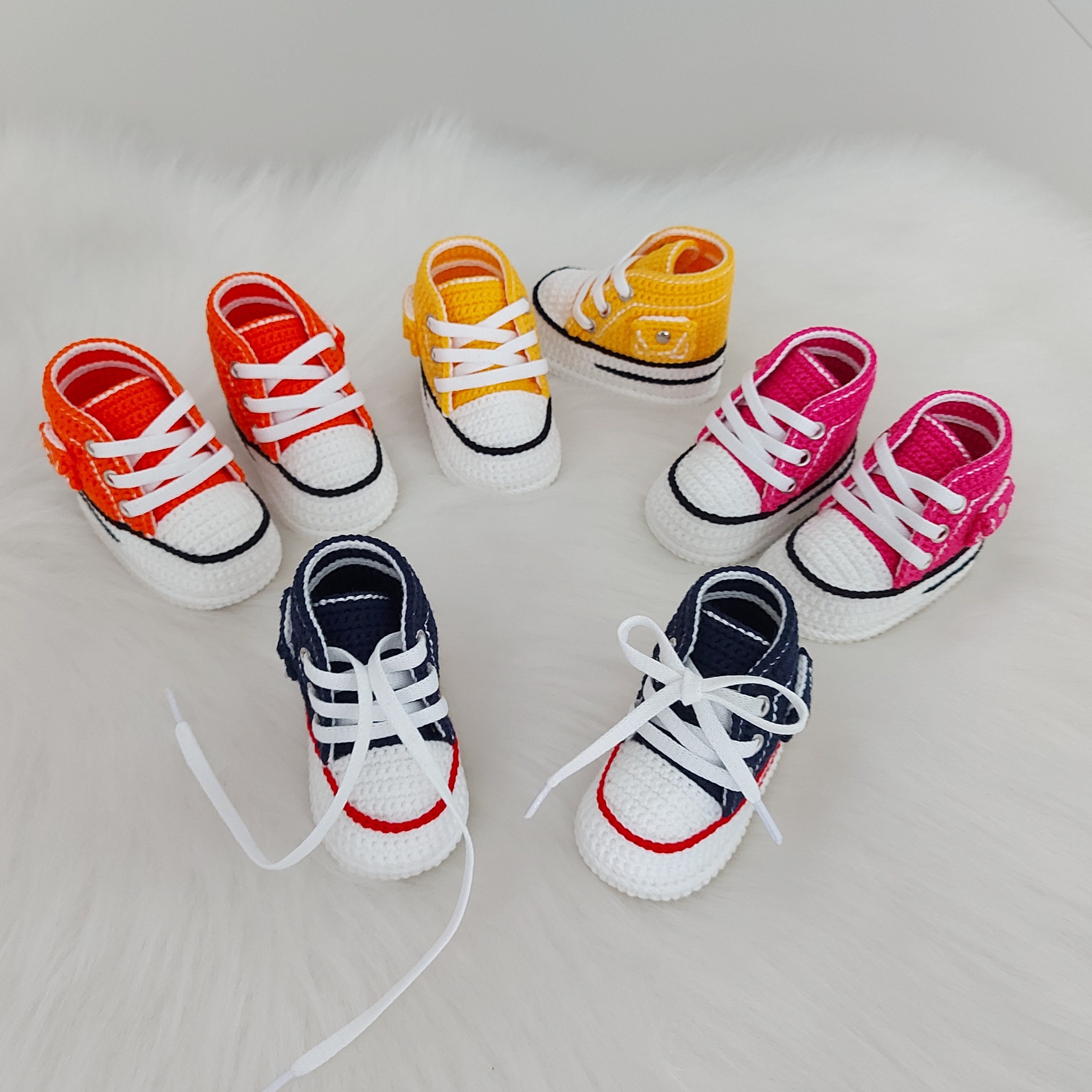 Crocheted Colorful Converse Booties for Newborns and Toddlers, Converse ...