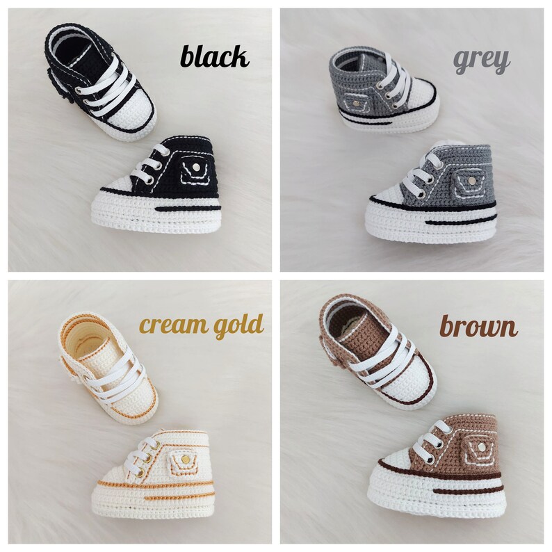 Crocheted Colorful Converse Booties for Newborns and Toddlers, Converse ...