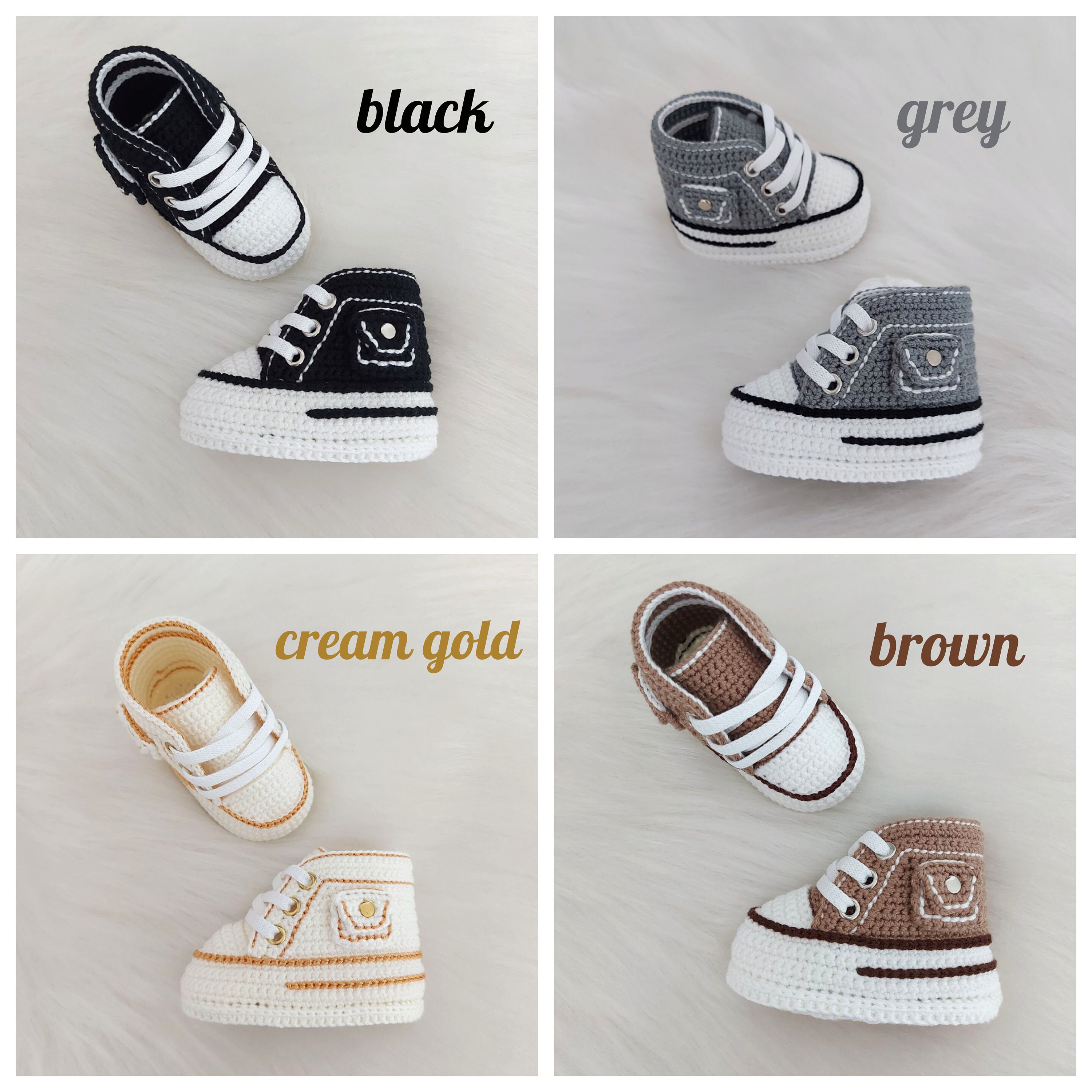 Crocheted Colorful Converse Booties for Newborns and Toddlers, Converse ...