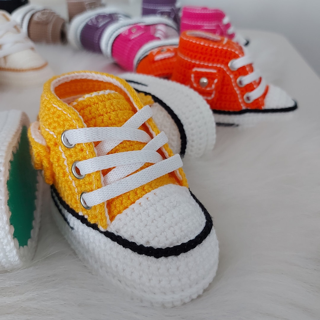 Crocheted Colorful Converse Booties for Newborns and Toddlers, Converse ...