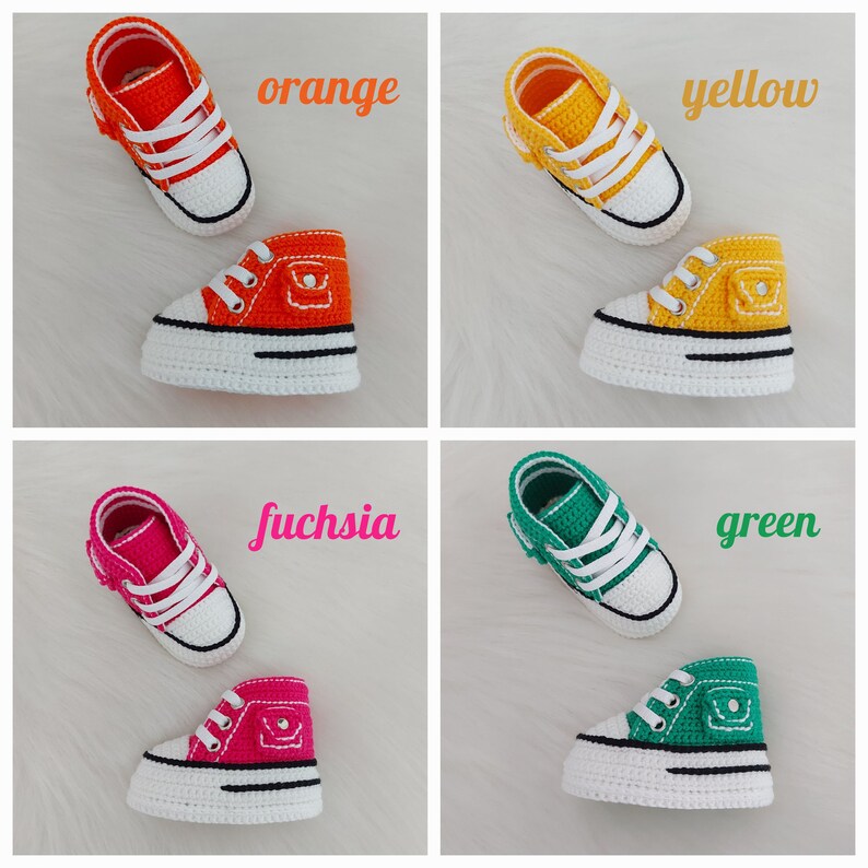 Crocheted Colorful Converse Booties for Newborns and Toddlers, Converse ...