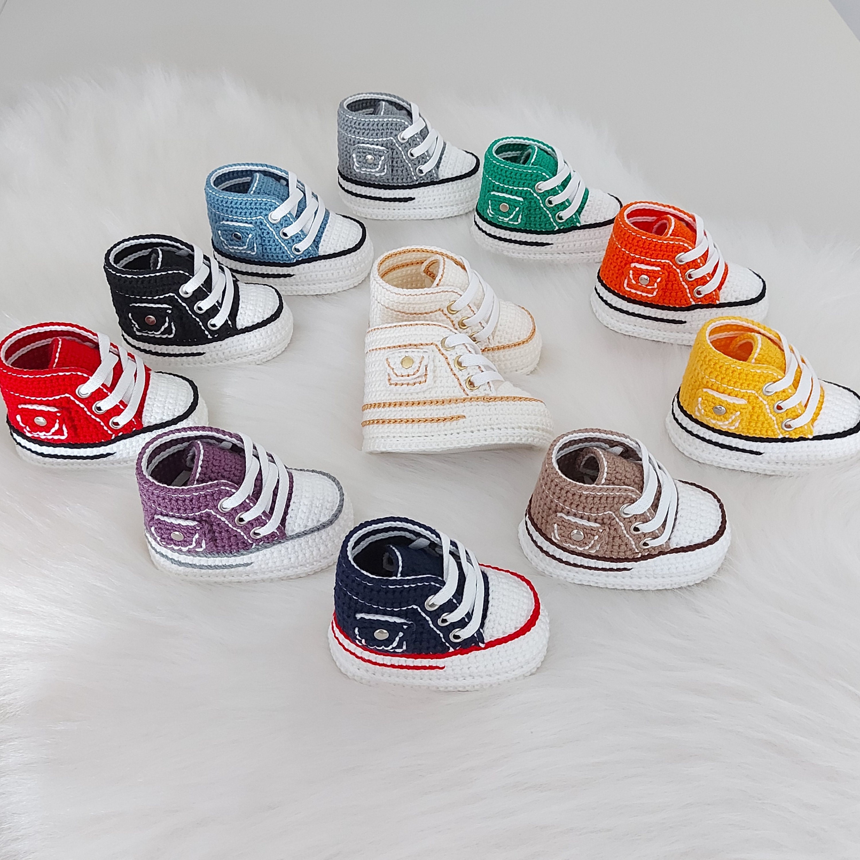 Crocheted Colorful Converse Booties for Newborns and Toddlers, Converse ...