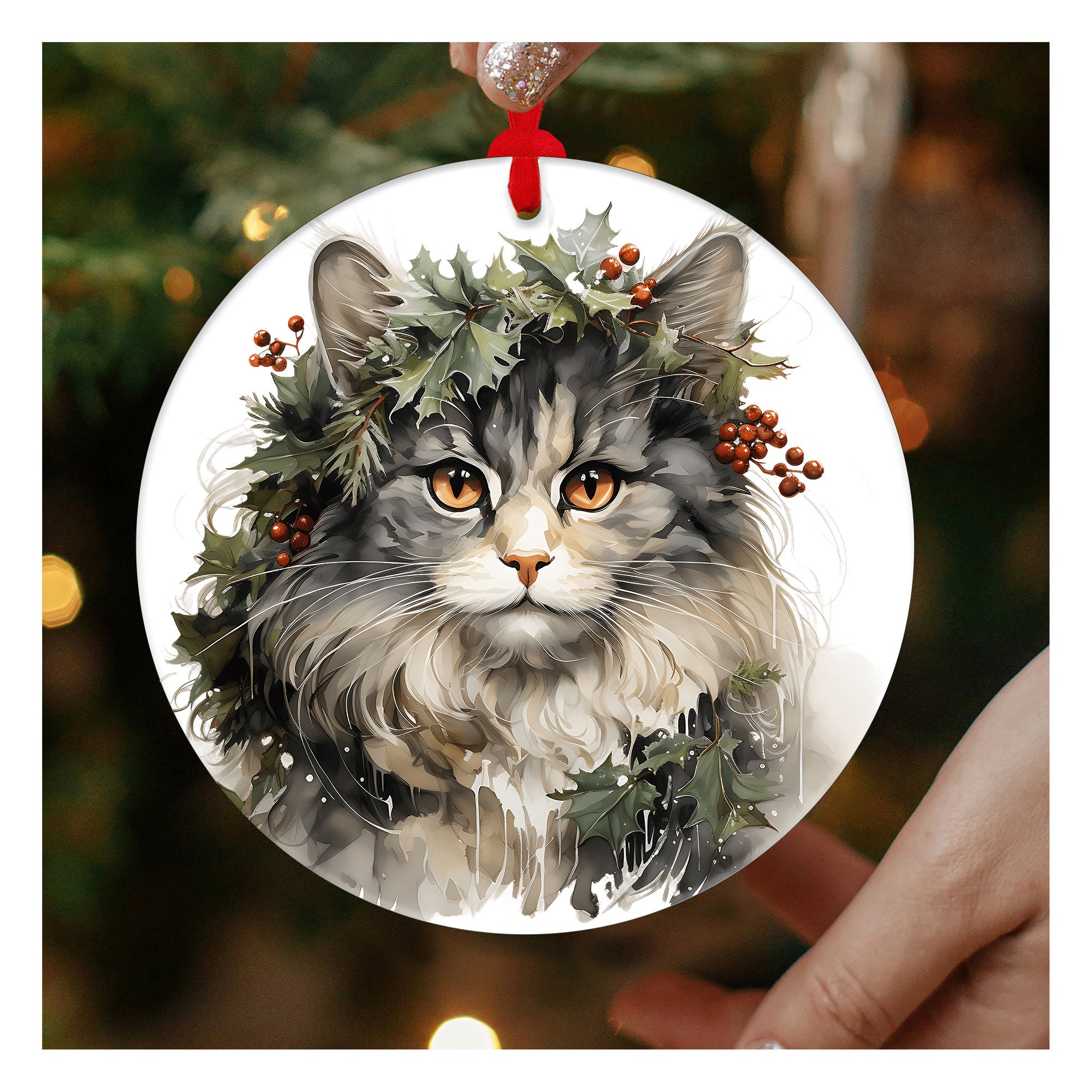 Christmas Watercolour Cats Clipart 20 PNG High Res 40964096 Px ...