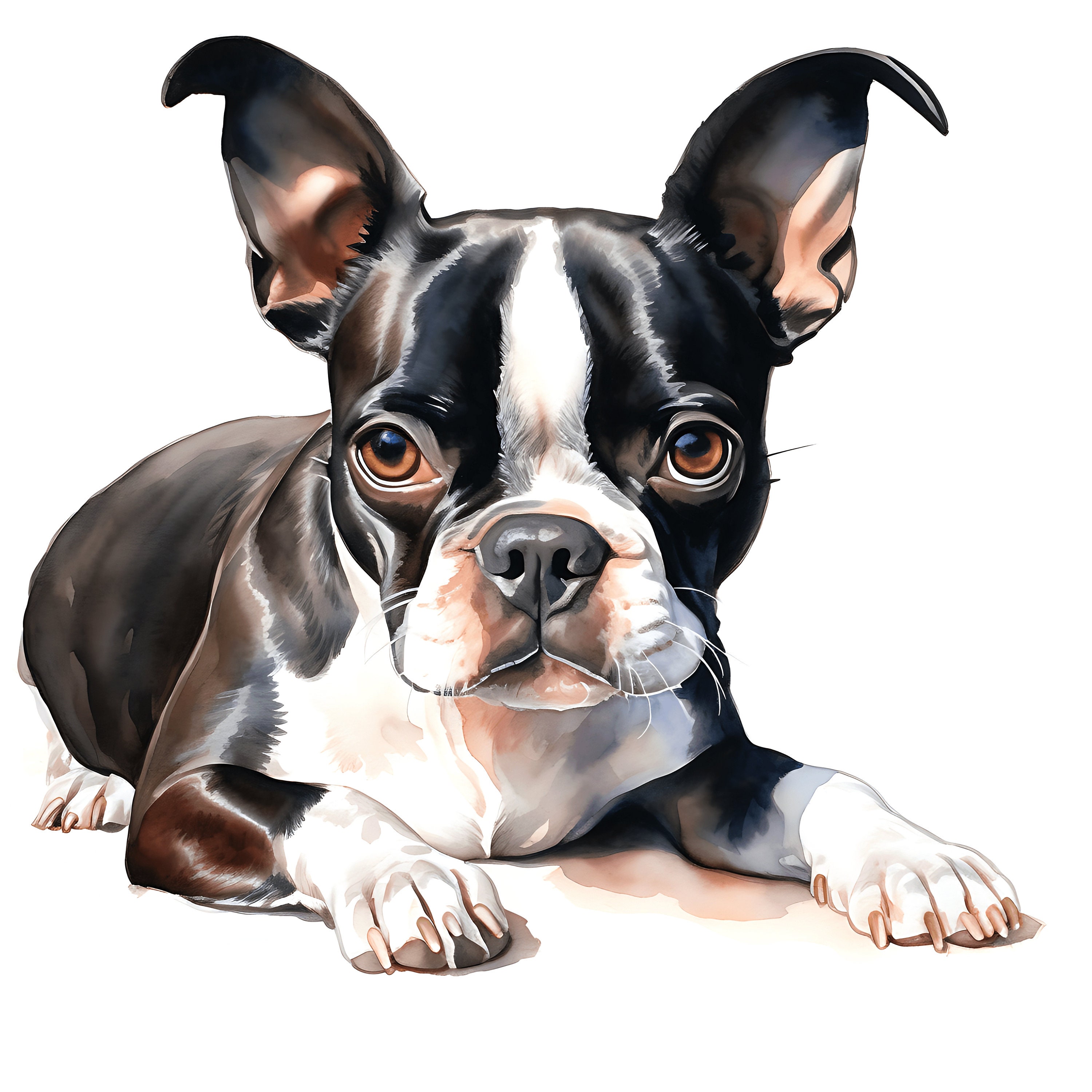 Boston Terrier Clipart 12 High Quality Jpgs, Watercolour, Scrapbooking ...