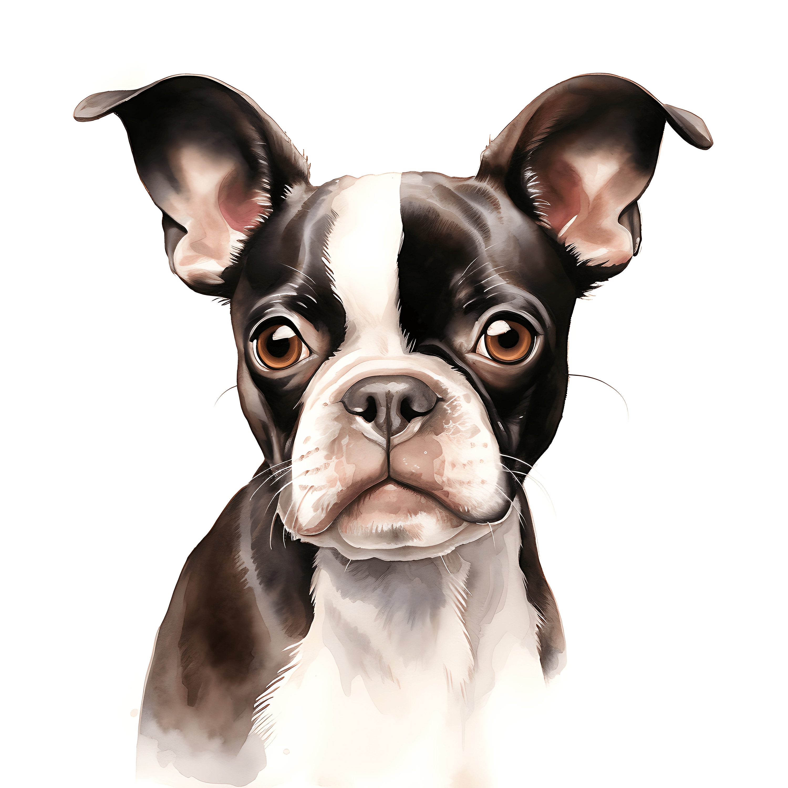 Boston Terrier Clipart 12 High Quality Jpgs, Watercolour, Scrapbooking ...