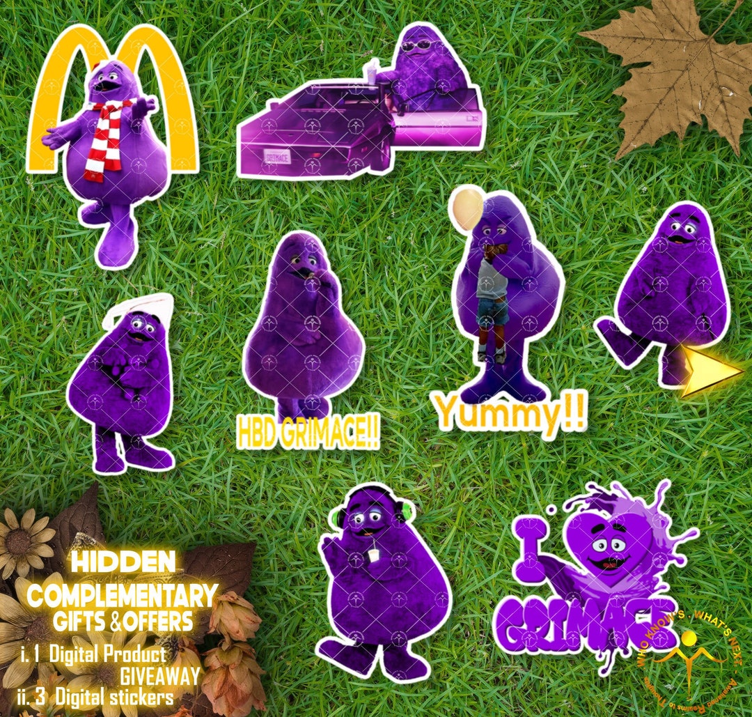Limited Grimace Stickers Grimace Plush Hbd Grimace Mcdonald Stickers ...