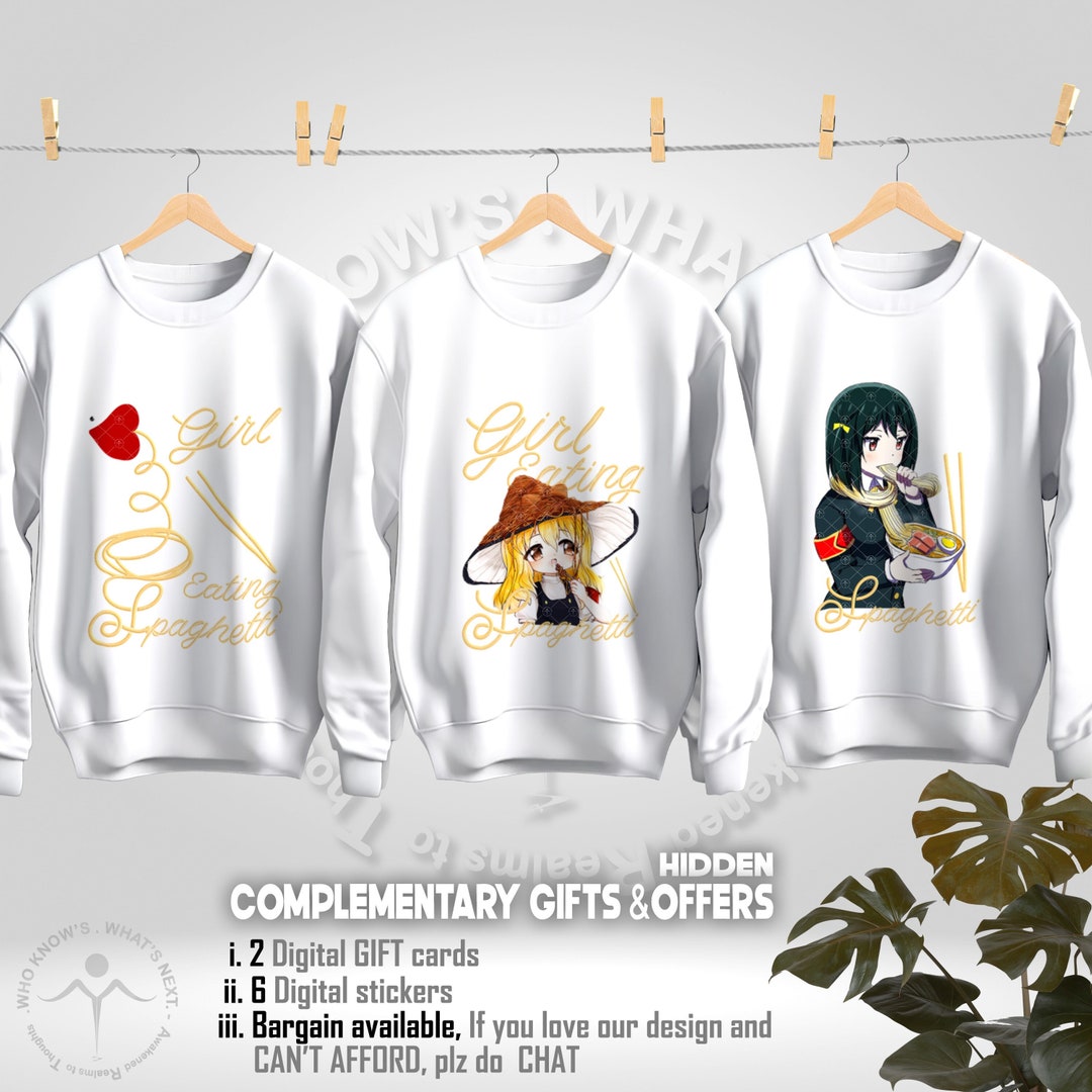 Limited Girl Eating Spaghetti Sweatshirt Noodles Sweater Girl - Etsy