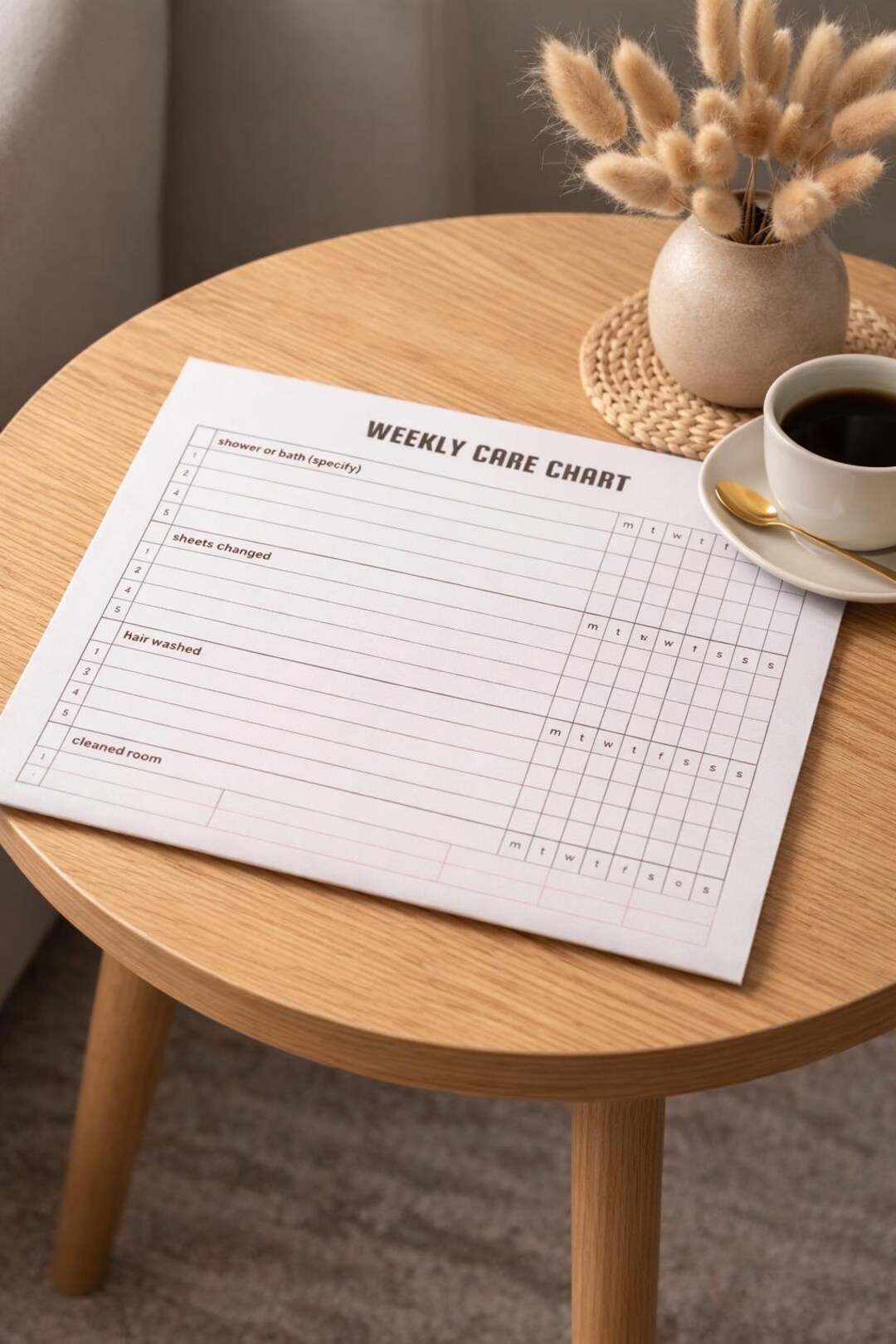 Weekly Chart and Check List for Home Health Care - Etsy