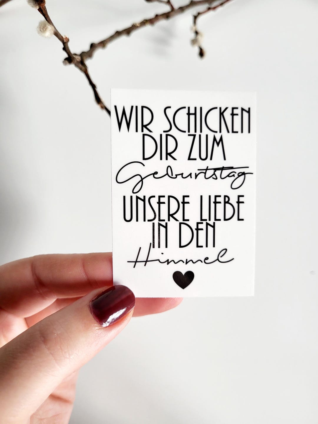 Aufkleber Grabkerze "Wir schicken dir zum Geburtstag unsere Liebe in ...