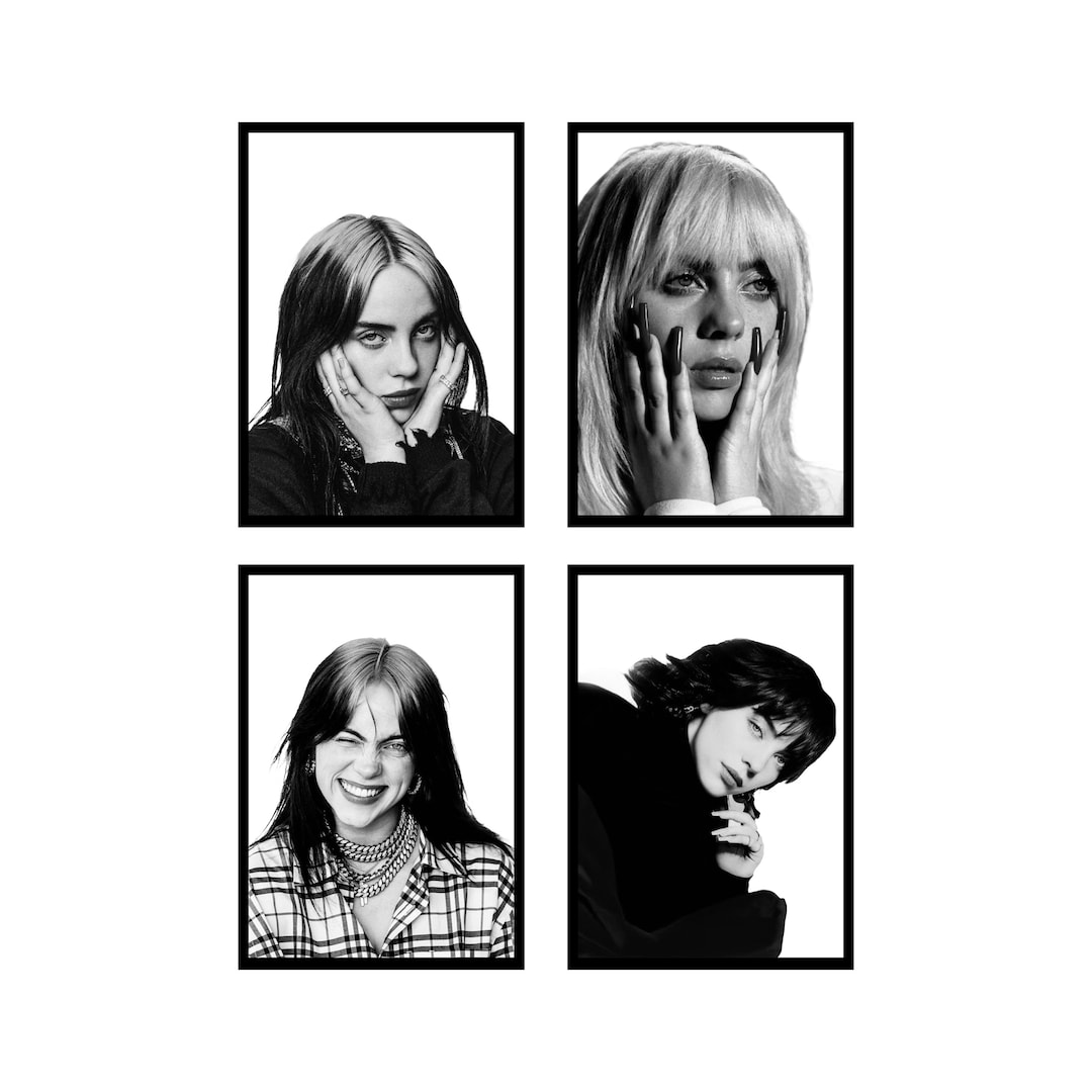 Set of 4 Billie Eilish Posters Hip-hop Posters Billie Eilish Wall Art Printable Art Billie ...