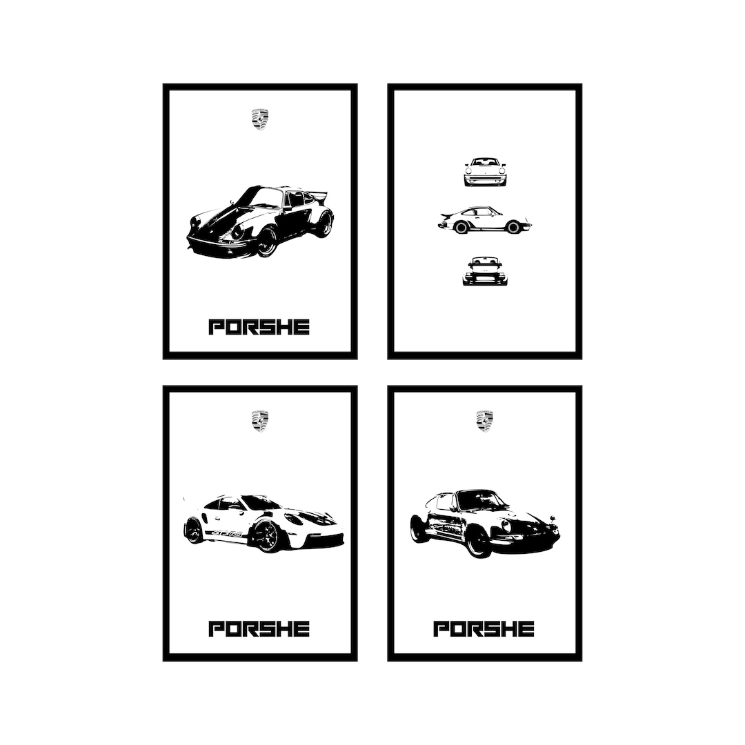 Set of 4 Porsche Posters Car Posters Printable Wall Art Porsche Poster ...