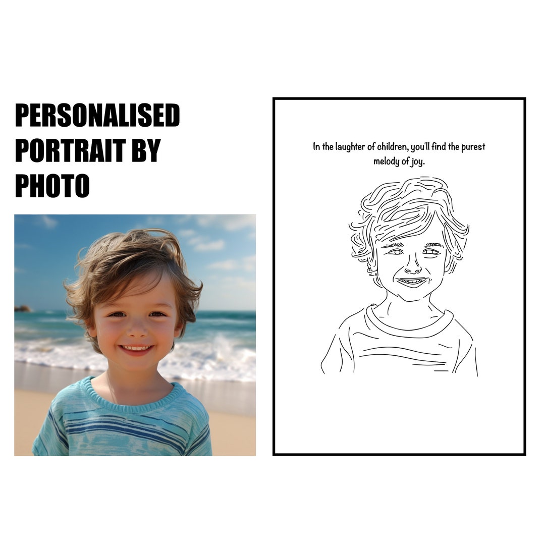 Individual Portrait Design by Photo/ Custom Illustration/ Kids ...