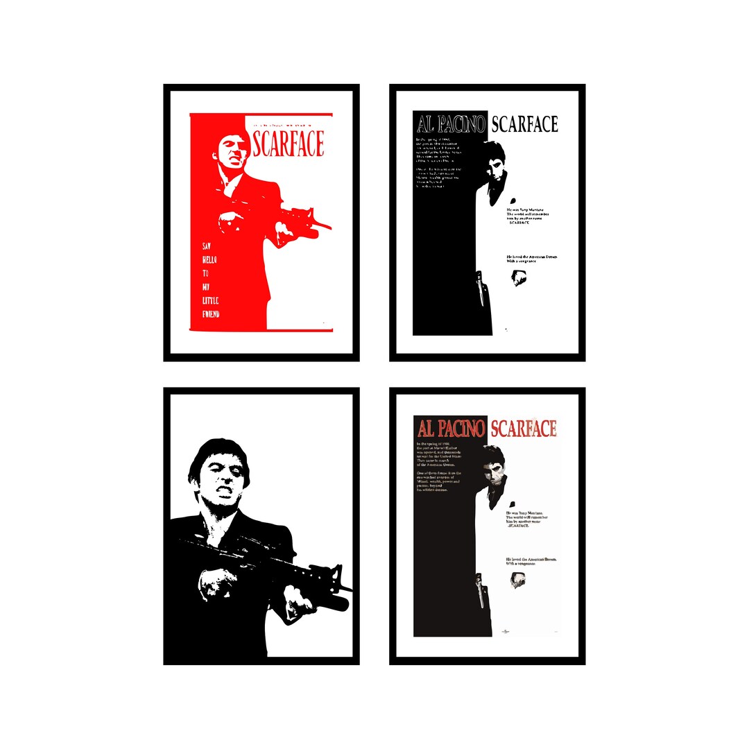 Set of 4 Movie Posters scarface Posters Printable Wall Art Modern ...