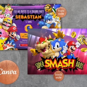 Printable Smash Bros Invitation, Fighting Birthday Invite, Editable ...