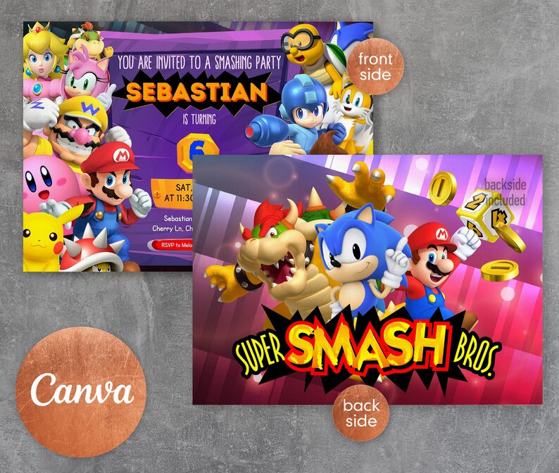 Printable Smash Bros Invitation, Fighting Birthday Invite, Editable ...