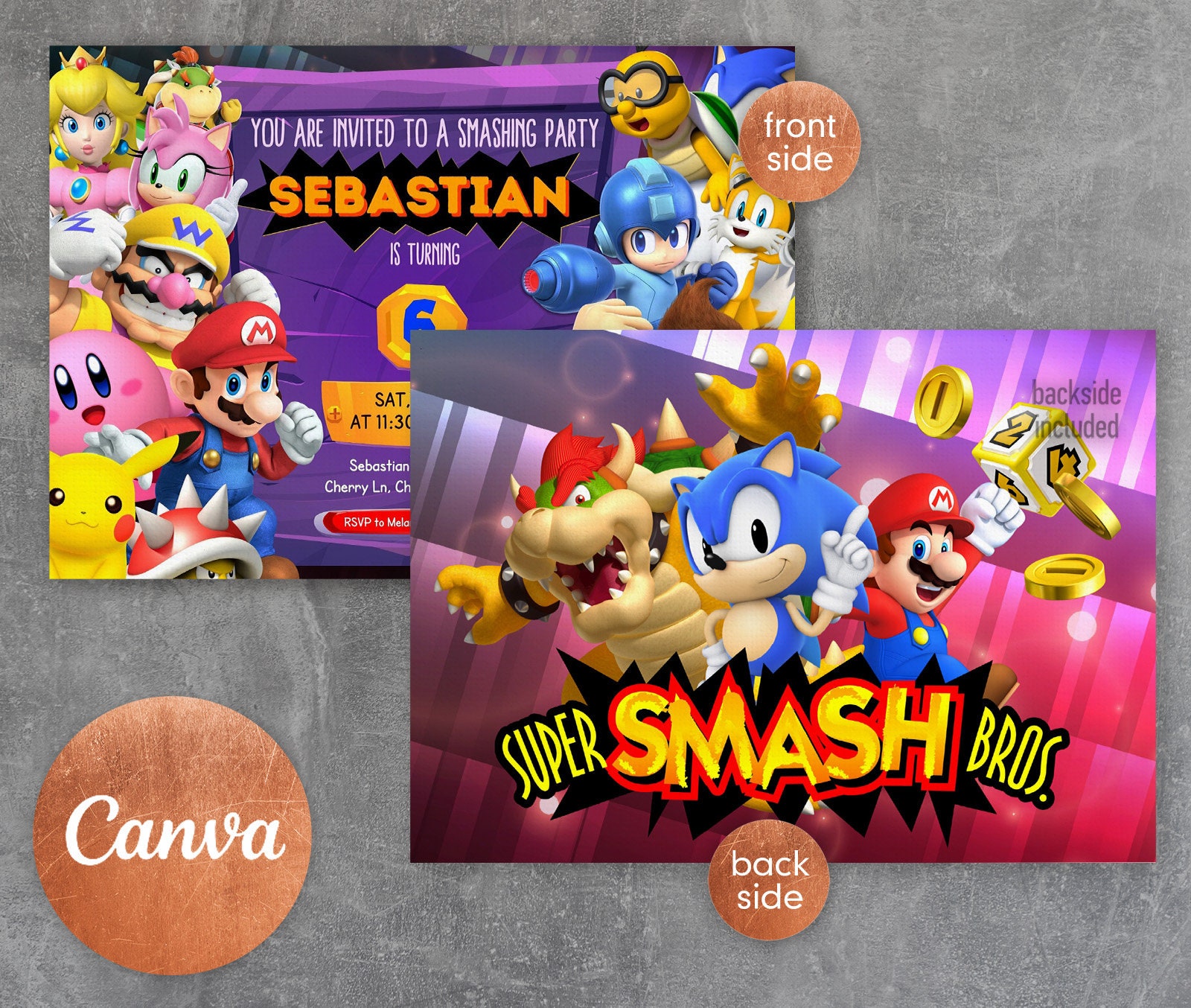 Printable Smash Bros Invitation, Fighting Birthday Invite, Editable ...