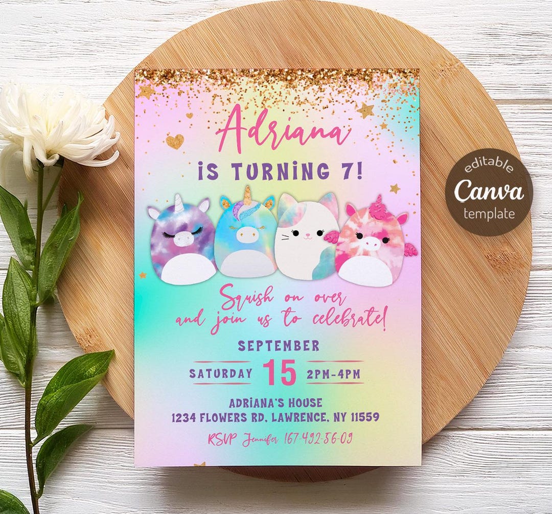 Squishmallow Birthday Invitation: Printable Squishy Party Invite ...