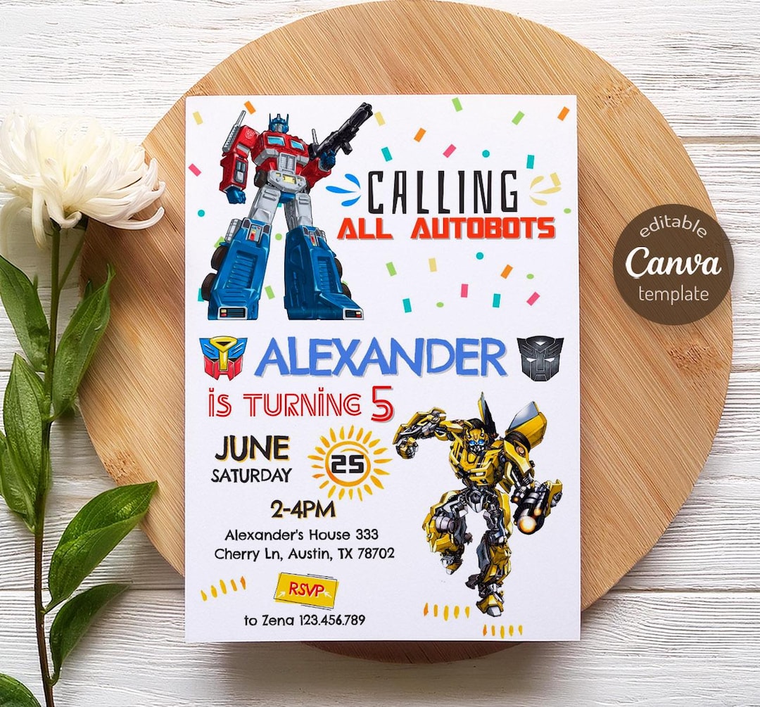 Printable Invite, Rescue Bots Birthday Invitation, Bumblebee Invitation ...