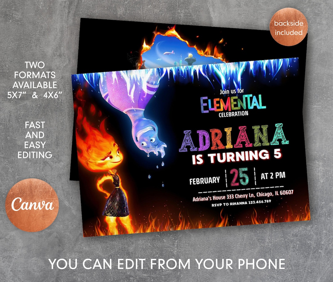 Editable Elemental Birthday Invitation, Printable Birthday Party Invite ...