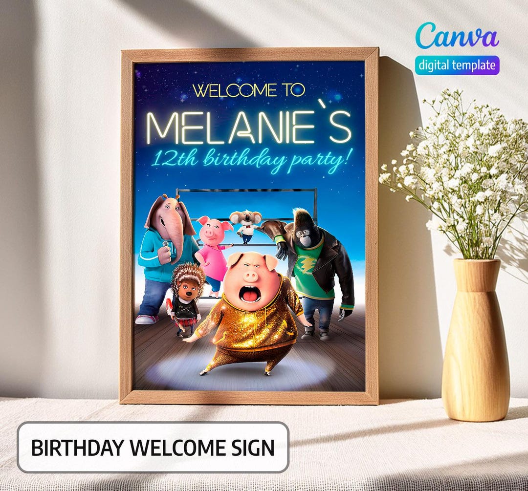 Sing 2 Welcome In, Karaoke Welcome Sign, Printable Editable Party ...