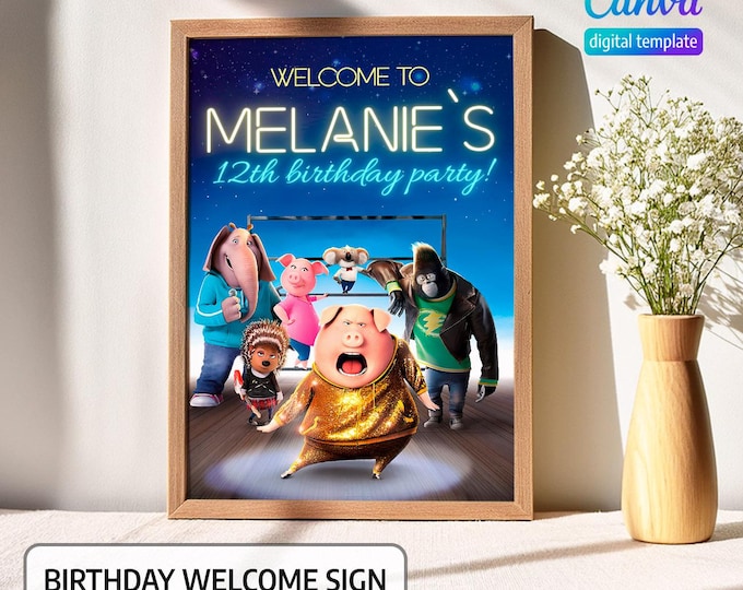Sing 2 Birthday Welcome Sign: Karaoke Party Poster (printable Editable ...