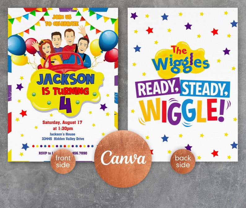 Printable Wiggles Birthday Invite, Wiggle Birthday Invitation, Editable ...