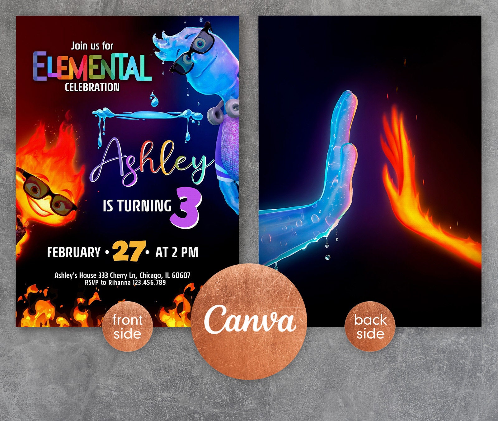 Editable Elemental Birthday Invitation, Printable Birthday Party Invite ...