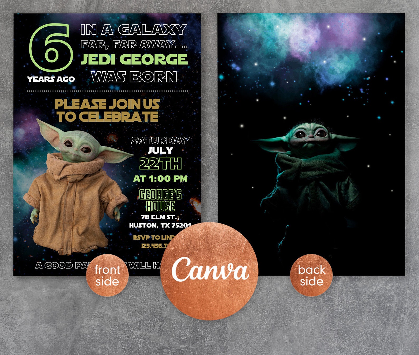 Grogu Birthday Invitation: Star Wars Invite, Printable Template ...