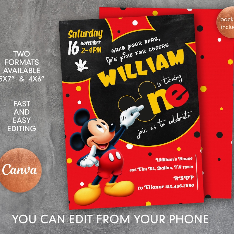 Mickey Invitations - Etsy