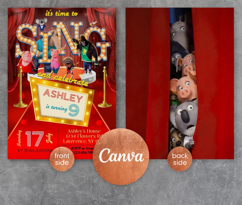 Editable Singer Invitation Printable Sing 2 Birthday - Etsy Australia