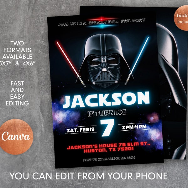 Star wars invitation - Etsy